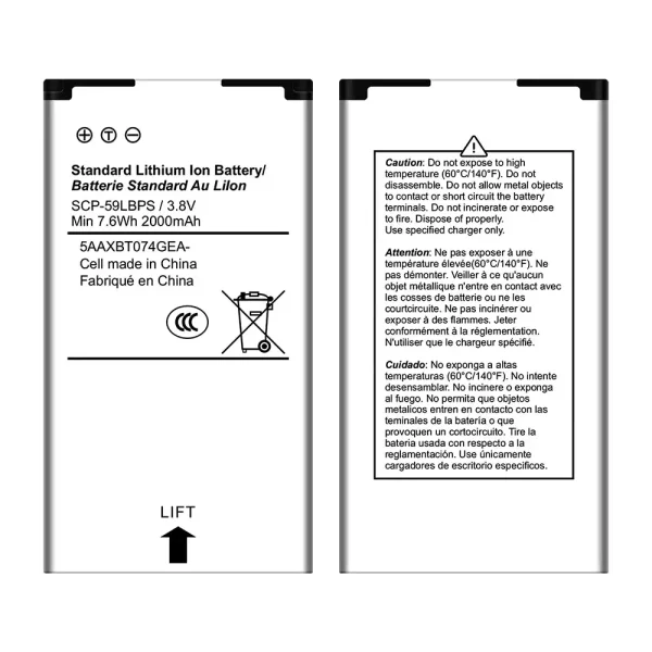 Bateria SCP-59LBPS do Kyocera Hydro Icon/Hydro Vibe 4G/C6725/C6730 ...